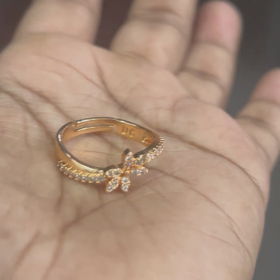 CZ adjustable flower finger ring – Fashion Mantra Jewellary